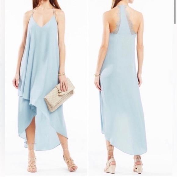 BCBGMaxAzria | Dresses | Bcbgmaxazria Dress High Low Frost Blue ...